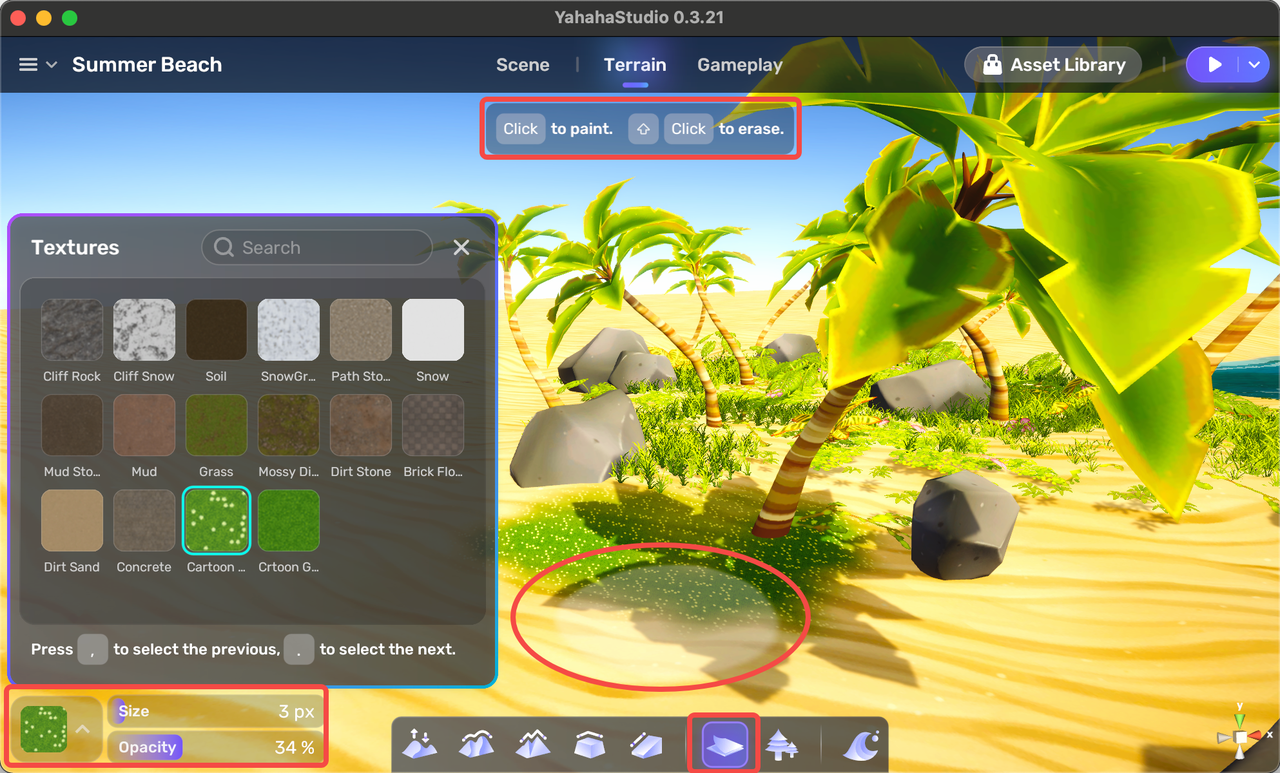 Modifying terrains - YAHAHA Docs